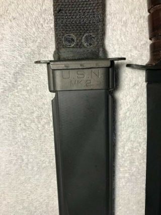 WW2 WWII USN Mark 2 KA - BAR Fighting Knife W/ Nord - 8114 Scabbard Mk ...