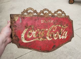VINTAGE ANTIQUE 1937 COCA COLA FLANGE SIGN - RARE COKE SIGN | #448702