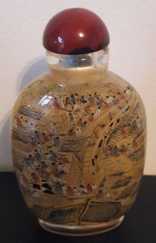 Chinese Hand - Painted Glass Snuff Bottle With Stopper | #512847