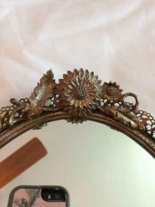 Vintage Ormolu Matson Gold Filigree Vanity Tray Or Wall Mirror Roses ...