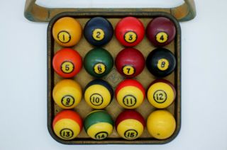 VINTAGE 1950 ' S Brunswick Pool Balls Billiard Ball Set And Rack | #639334