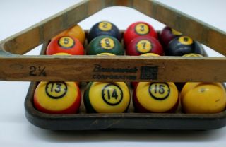 VINTAGE 1950 ' S Brunswick Pool Balls Billiard Ball Set And Rack | #639334