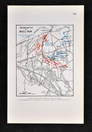Civil War Map Second Battle Of Bull Run Manassas Groveton Market ...