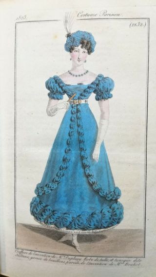 @ 2198 RARE FASHION FRENCH REGENCY DAME MODE COSTUME PARISIEN VICTORIAN ...
